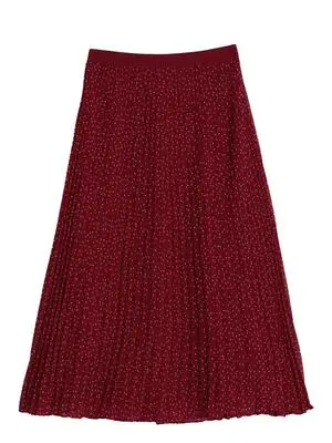 LOUCHE Riley Raindrop Pleated Midi Skirt - Red