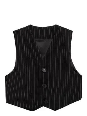 PALOMA LIRA Pinstripe Vest - Black