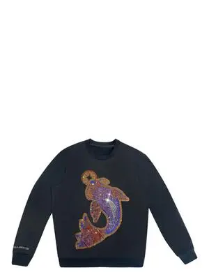 MIRACLES MANIFESTER Rhinestoned Koi Fish Sweatshirt - Black