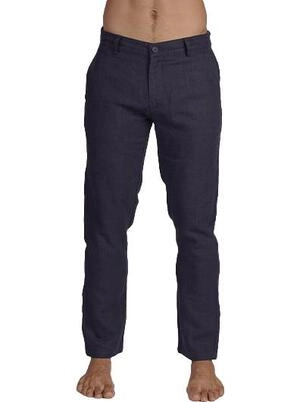 EIGHT X 100% Linen Slim Fit Pants Navy - Blue
