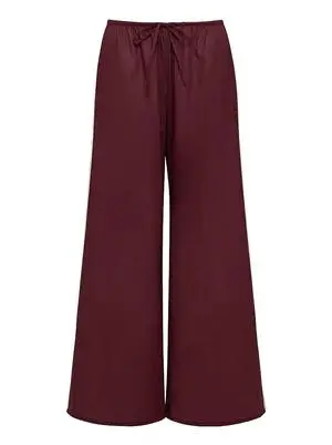 MONTCE Maroon Sporty Drawstring Wide-leg Pant - Red