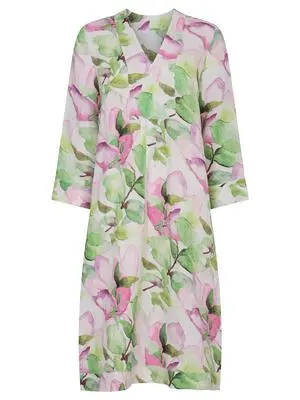 NOLOGO-CHIC Water Melon Print Picot Dress Linen Multi - Orange