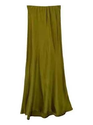 L2R THE LABEL Chartreuse Satin Amal Slip Skirt - Green