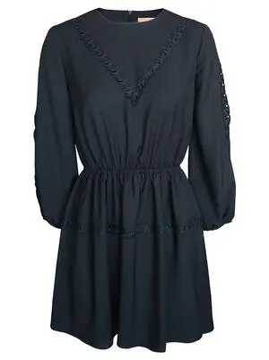2KSTYLE Ada Lace Viscose Skater Mini Dress - Midnight Blue