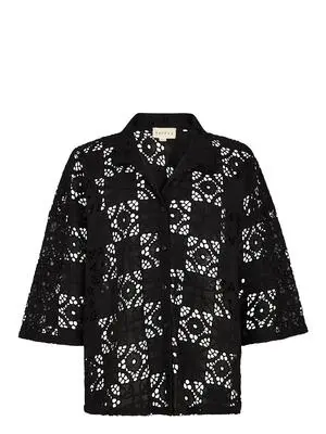 RAFFYA Shelli Broderie Anglaise Shirt - Black