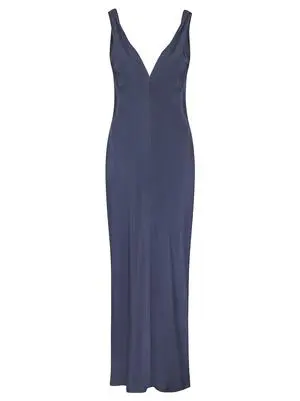 THE SUMMER EDIT Alice Silk Slip Dress Navy - Blue