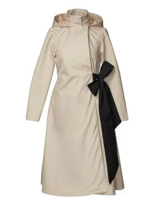 RAINSISTERS Neutrals Beige Coat In A-line Cut With A Bow: Desirable Bow - Brown