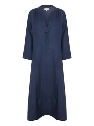 NOLOGO-CHIC Plain Dyed Kaftan Linen Navy - Blue