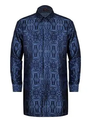 DAVID WEJ Kensington Floral Jacquard Tunic Shirt - Blue