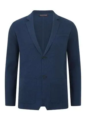 PAUL JAMES KNITWEAR Lightweight Jaspe Cotton Albert Knitted Blazer Jaspe - Blue