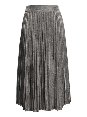 SMART AND JOY Knee Length Shiny Pleated Skirt - Grey