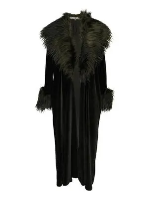 JENNAFER GRACE Faux Fur Trimmed Velvet Jacket - Black