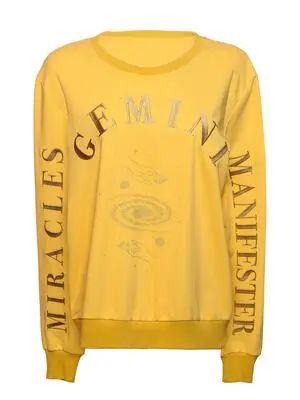 MIRACLES MANIFESTER Oversized Embroidered Gemini Sign Sweatshirt - Orange