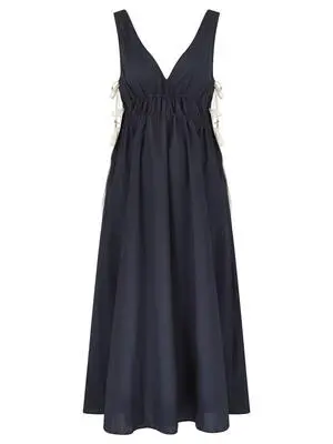 TRAFFIC PEOPLE Navy Tie Waist Maxi Dress - Blue