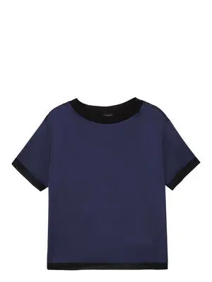 THE SUMMER EDIT Cloe Silk T-shirt Navy - Blue