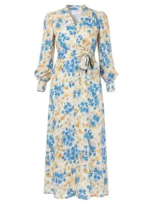 FRANCHETTI BOND Tomassa Pansies Occasion Dress - Blue