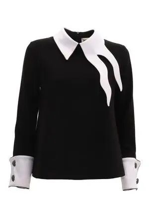 JULIA ALLERT Semi-formal Blouse With Contrasting Details - Black