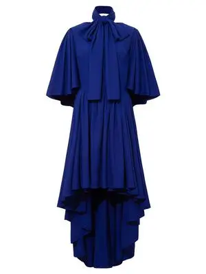 FEMPONIQ Bow Tie Neck Cape Sleeve Maxi Dress Night - Blue