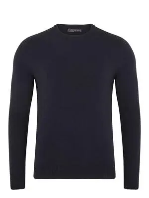 PAUL JAMES KNITWEAR Lightweight Merino Cashmere Crew Neck Jumper - Blue