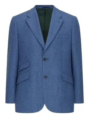 TRIONA Light Herringbone James Classic Gents Tweed Jacket - Blue