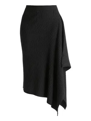 PAISIE Draped Knitted Skirt - Black