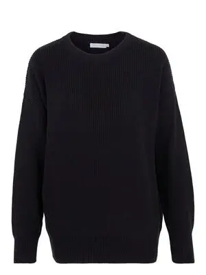 PAUL JAMES KNITWEAR Cotton Ribbed Crew Neck Jumper - Black