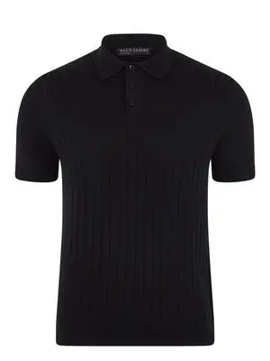 PAUL JAMES KNITWEAR Ultra Fine Cotton Miless Selection Knit Polo Shirt - Black