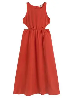 THINKING MU Cupro Kin Midi Dress - Red