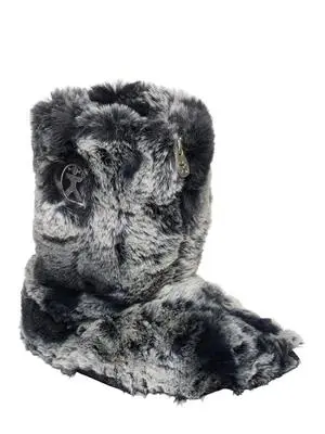 BEDROOM ATHLETICS Cole Short Luxury Faux Fur Slipper Boot Wolf - Black