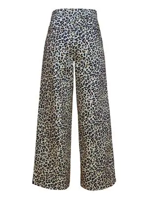 MY PAIR OF JEANS High Waisted Wide-leg Animal Print Jeans - Black