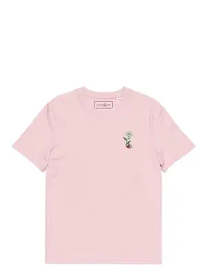 ANCHOR & CREW Cotton Daisy Garden Dystopia Organic Cotton Embroidered T-shirt - Pink
