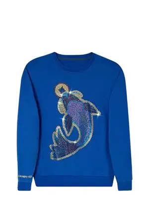 MIRACLES MANIFESTER Koi Fish Rhinestone Sweatshirt - Blue