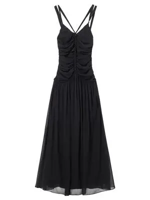 BELSIZE25 Silent Mode Series – Silk Resort Dress With Hand-woven Rope Straps - Black