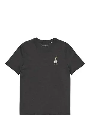 ANCHOR & CREW Heather Dapper Duck Actual Life Organic Cotton Embroidered T-shirt - Black