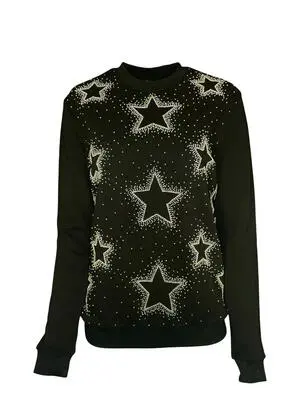 ANY OLD IRON Black / Silver Silver Beaded Starburst Black Sweatshirt - Black/silver