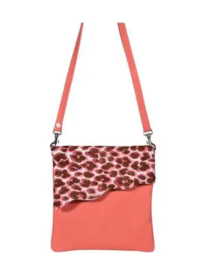 OWEN BARRY Brown / Orange Cowhide Crossbody Bag Red Pansy Coral Stevie Brown/orange