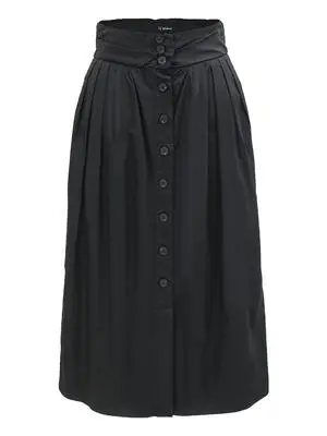 SMART AND JOY Buttoned Straight Skirt In Cotton - Black