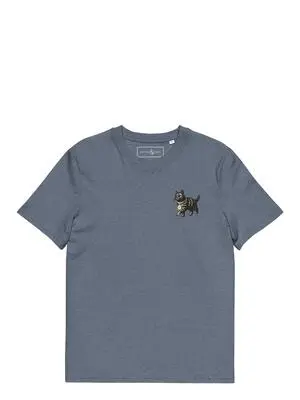 ANCHOR & CREW Anchor & Crew Organic Cotton Embroidered Cat T-Shirt Blue