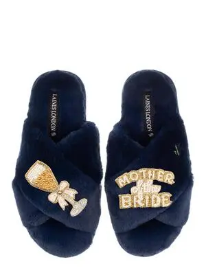 LAINES LONDON Laines London Embellished Cross Strap Slippers Blue