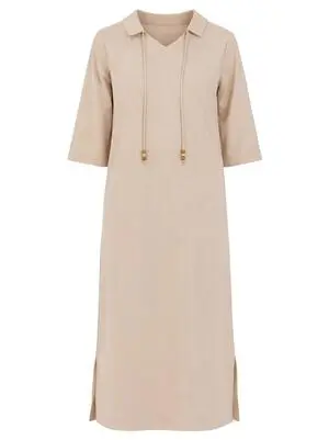 LOU&UP (FORMERLY LOUP CLOTHING) Lou&up Cotton Charm Dress With Three-quarter Sleeves - Brown