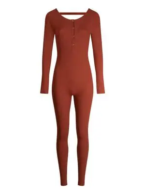 THE KOOZY Palma Long Sleeve One-piece In Red Soil - Brown