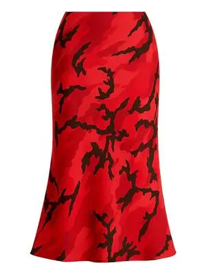 TANTRA SPAIN SL Printed Midi Skirt With Silk, Flounce, And Elastic Waistband - Red