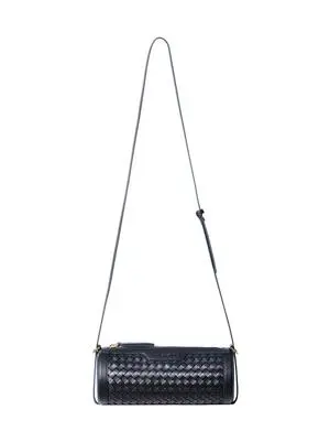 OWLISH STUDIO Reef Woven Vegan Leather Cylinder Bag Deep Navy - Blue