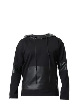 METAMORPHOZA Hoodie With Leather Accents - Black