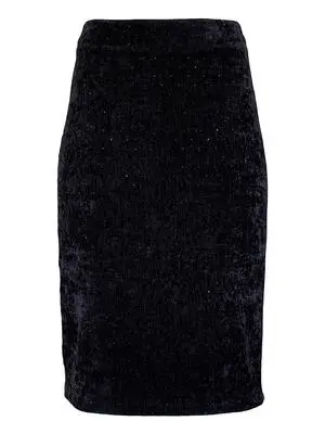 LALIPOP DESIGN Velvet Pencil Skirt With Subtle Shimmer - Black