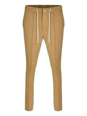 DAVID WEJ Ashford Plain Smart Drawstring Trousers Biege - Brown
