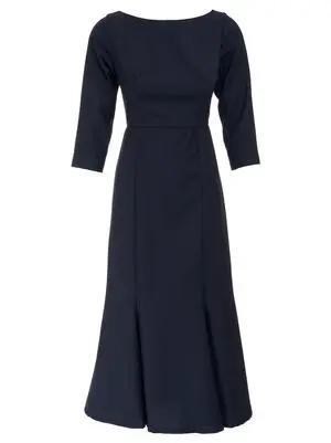 SOFIA TSERETELI Pinstripe Virgin Wool Midi Dress - Grey
