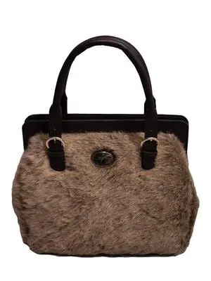 CHANEL JOAN ELKAYAM Faux Fur Leather Nonna Bag - Brown