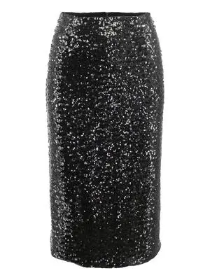 NORIA ANIS Sequined Midi Pencil Skirt - Black