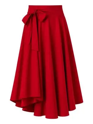 NIKKA PLACE Midi Skirt With Bow Belt - Red
